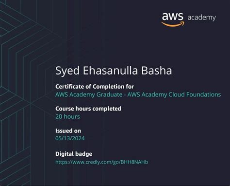 Syed Ehasanulla Basha On Linkedin Aws Academy Graduate Aws Academy Cloud Foundations