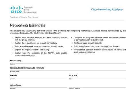 Ccna Training Certificate 1 Ppt