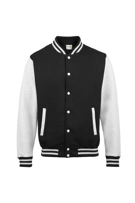 Awdis Jet Black Heather Gray Unisex Varsity Jacket Jet Black Heather