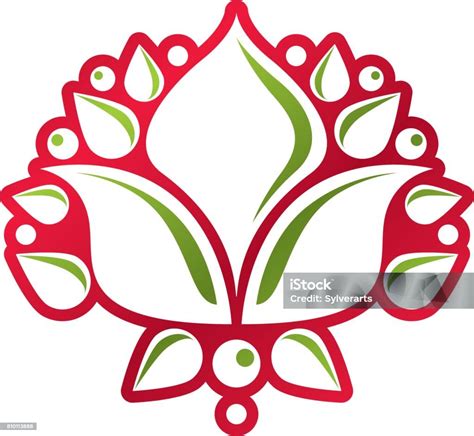 빈티지 전 령 벡터 휘장 릴리 꽃 로얄 기호로 구성 에코 친화적인 제품 아이콘 환경 보호 주제 그림 고급에 대한 스톡 벡터 아트