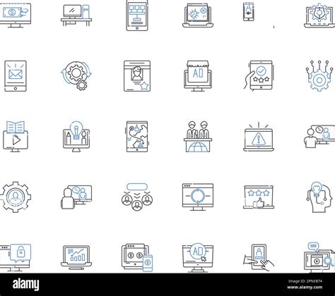 Industrial Software Line Icons Collection Automation Control