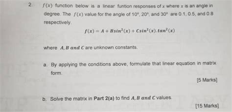 Solved Fx ﻿function Below Is A Linear Funtion Responses Of