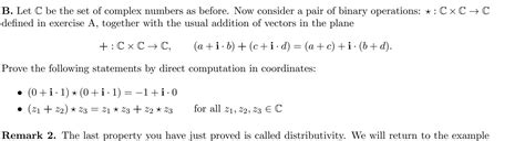 Solved B Let C Be The Set Of Complex Numbers As Before Now Chegg