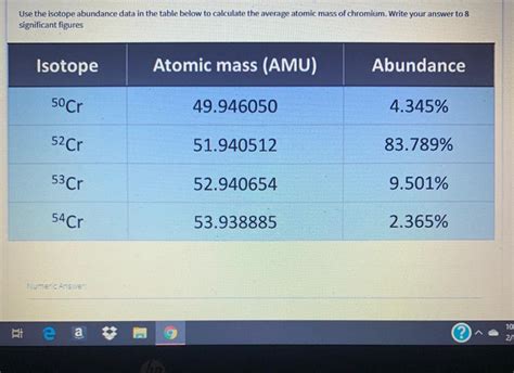 Solved Use The Isotope Abundance Data In The Table Below To Chegg Com