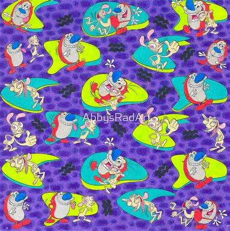 Ren And Stimpy 90s Pattern Nickelodeon Nicktoons By Abbysradart