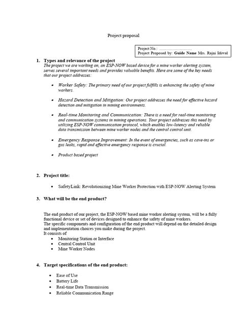 Project Proposal Format Pdf Mining Occupational Safety And Health