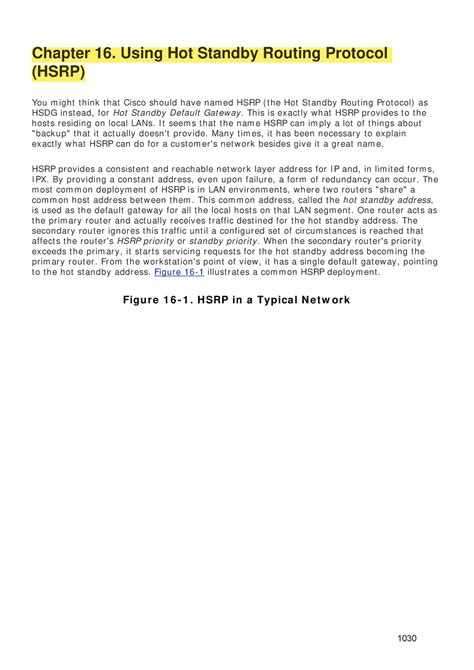 chapter 16 using hot standby routing protocol chapter 16 using hot