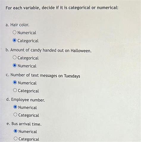 [answered] For Each Variable Decide If It Is Categorical Or Numerical A Kunduz