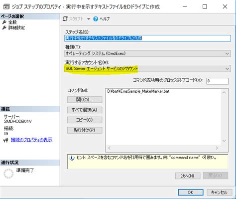 フォルダ上の一つのbatファイルを直接実行すると成功するのに Microsoft Sqlserverのジョブ経由で実行すると、失敗してしまう