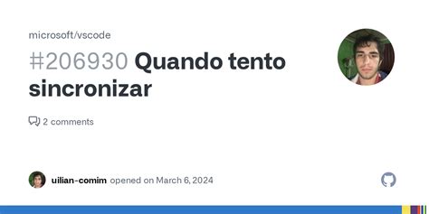 Quando Tento Sincronizar Issue Microsoft Vscode GitHub