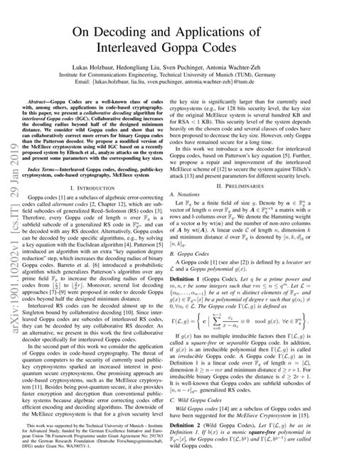 on decoding and applications of interleaved goppa codes deepai