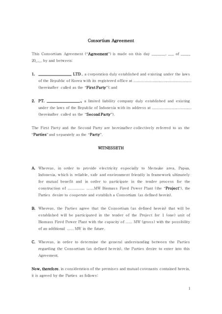 Consortium Agreement Sample Purchase This Doc Text 08118887270