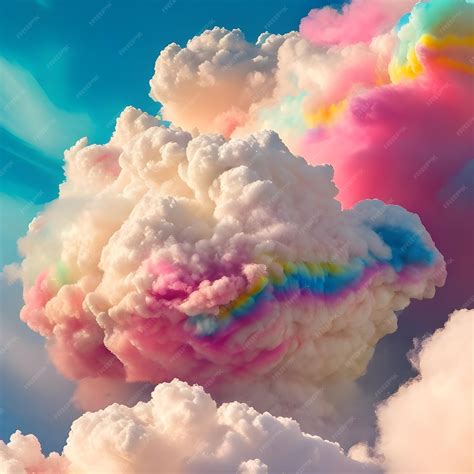 Premium Photo Rainbow Colored Cotton Candy Clouds