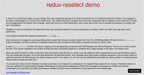 Redux Reselect Demo Codesandbox