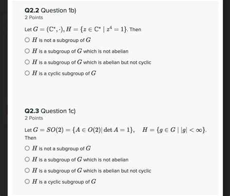 solved let g c∗ ⋅ h {z∈c∗∣z4 1} then h is not a subgroup