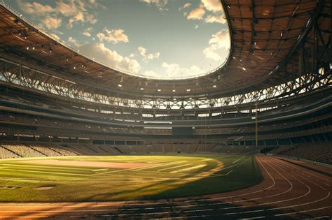 A Vast Stadium With Unoccupied Seats And Field Render The Intricate