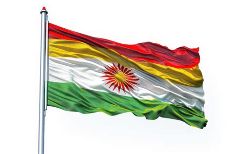 Waving Kurdish Flag With Vibrant Colors And Distinct Sun Emblem Against