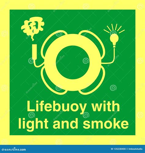 IMO SOLAS IMPA Safety Sign Image Lifebuoy Light And Smoke Stock