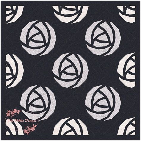 Art Nouveau Rose Foundation Paper Piecing Pattern Fpp Quilt Block 3 Sizes Instant Download