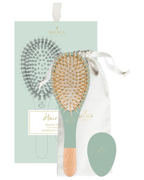 Bachca Hair Kit Brush Boar And Nylon Wooden Mirror Cotton Pouch