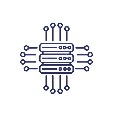 Mainframe Server Or Hosting Service Line Icon Stock Vector Illustration Of Server System