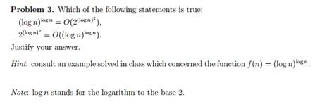 solved which of the following statements is true log
