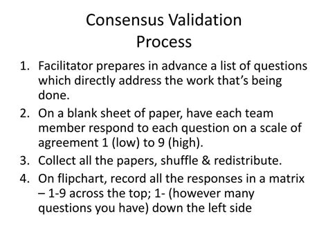 Ppt Consensus Validation A Tool For Teams Powerpoint Presentation