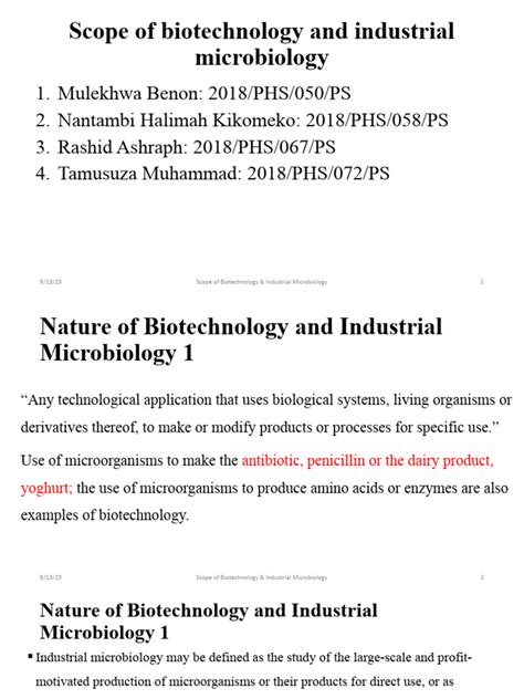 Lec11 Scope Of Biotechnology And Industrial Microbiology Pdf Microbiology Biotechnology