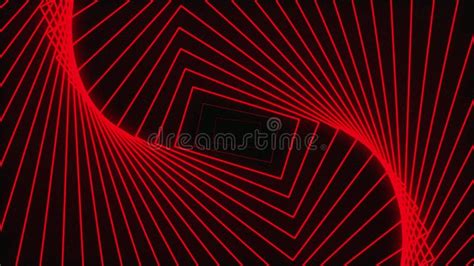 Red Rectangular Line Pattern Repeating And Rotating Motion On A Black Background Stock Video