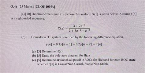 solved a [10] determine the signal x[n] whose z transform