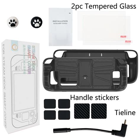 스팀 데크용 조정 가능한 킥스탠드 케이스 충격 방지 보호 쉘 강화 필름 보호기 로커 캡 포함 Aliexpress
