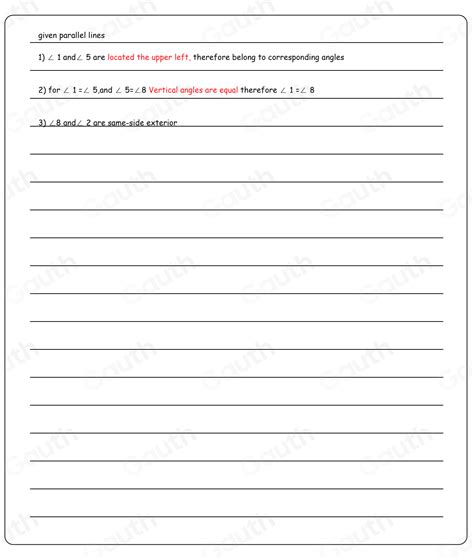 solved use the diagram of parallel lines cut by a transversal line to