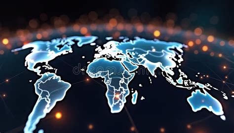 Global Tech Communication Network World Map Shows International Connections With Bright Lines