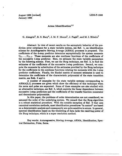 Pdf Arma Identification