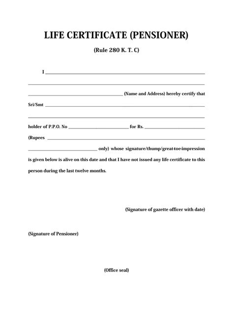 Life Certificate Pensioner Pdf