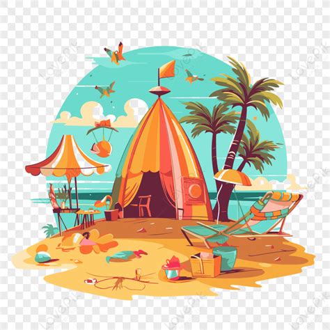 해변 휴가 클립 아트 만화 상표 Png 일러스트 무료 다운로드 Lovepik