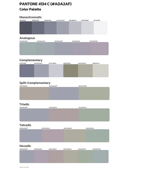 PANTONE 4134 C color palettes - colorxs.com