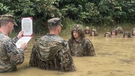 Marine Scout Sniper Gets Promoted In Chest Deep Swamp