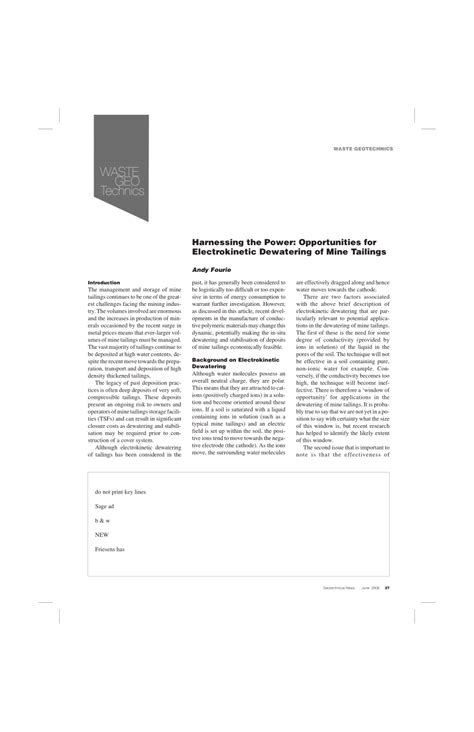 Pdf Harnessing The Power Opportunities For Electrokinetic Dewatering Of Mine Tailings