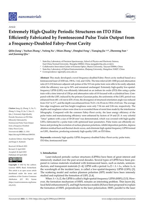 Pdf Extremely High Quality Periodic Structures On Ito Film