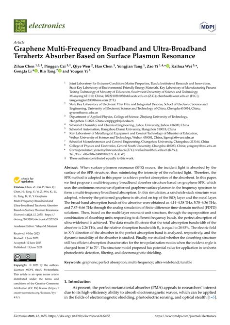 Pdf Graphene Multi Frequency Broadband And Ultra Broadband Terahertz Absorber Based On Surface