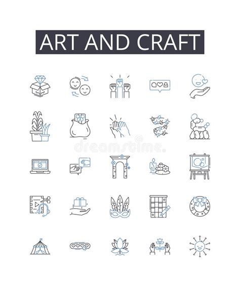Art And Craft Line Icons Collection Handiwork Creation Design Skill Technique Talent