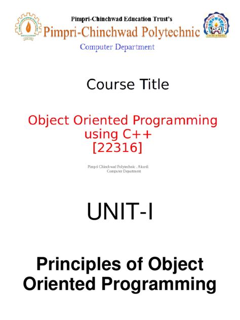 Oop Unit 1 Pdf C Object Oriented Programming
