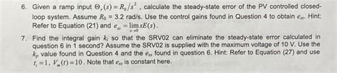 solved 3 10 6 given a ramp input s r s calculate the