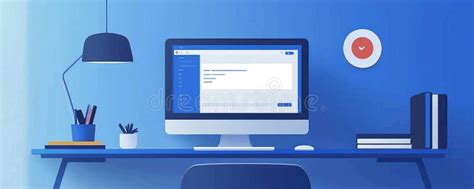 Minimalist Workspace With Blue Desk And Computer Setup For Productivity