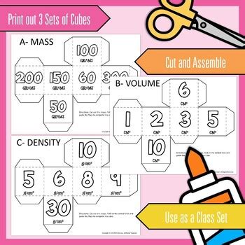 Calculating Density Activity Science Formula Practice Cubes By EzPz Science