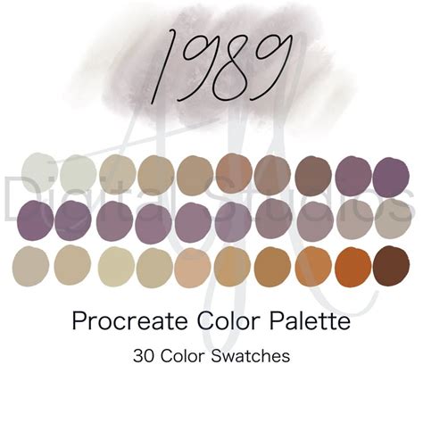 1989 Procreate Color Palette Inspired By Taylor Swift Etsy Swift Colours Taylor Swift