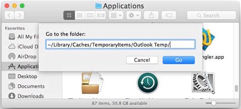 Open Outlook Temp Folder With Or Without Mac OS X How To