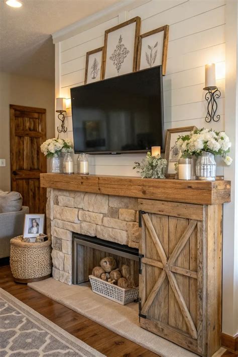 Farmhouse Inspired Mantel And Tv Decor Solutions Light And Layer