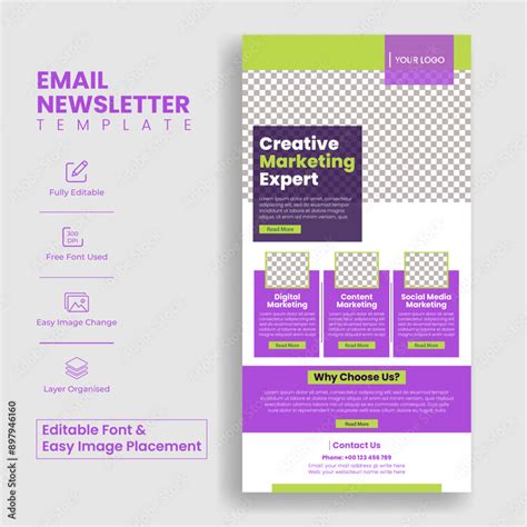 Editable Email Newsletter Template For Corporate Business Web Page Ui Interface Layout Design
